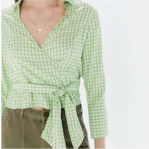 Urban Outfitters | Tops | New Urban Outfitters Gingham Cropped Wrap ...